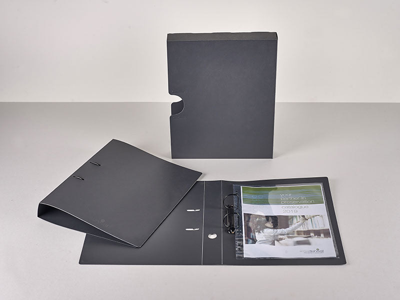 A4/foolscap charcoal grey document album, 280 x 355 x 40mm. Two ring ...