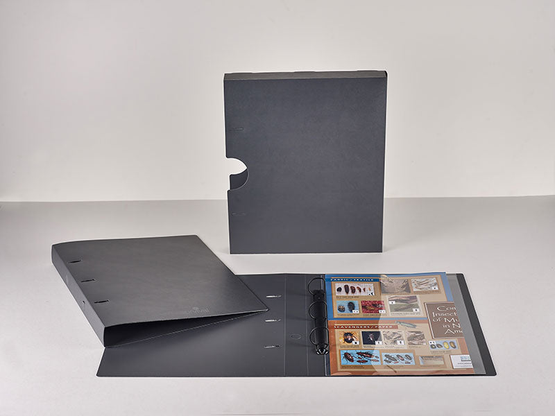 A4/foolscap document album, charcoal grey 280 x 355 x 40mm. Three ring ...
