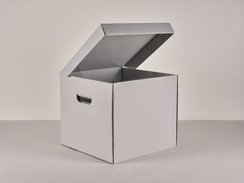 Small lever arch file box (stores 4) 355 x 355 x 315mm. Attached lid ...