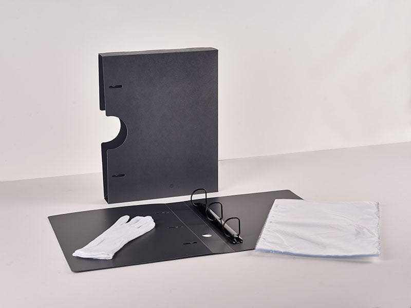 Foolscap Document kit-charcoal binder/slipcase, c/w 25 F/C sleeves ...
